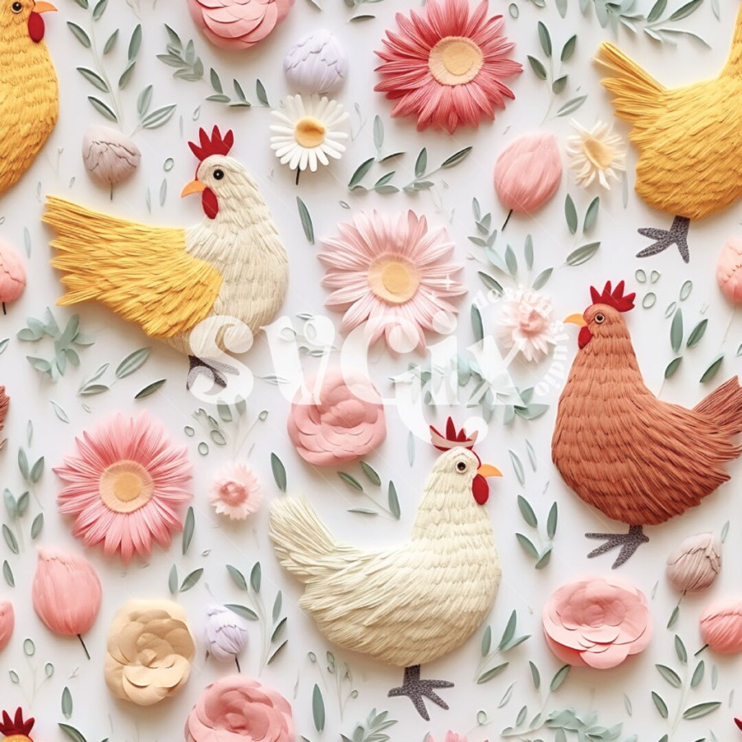 Spring Chickens Seamless Pattern - Etsy