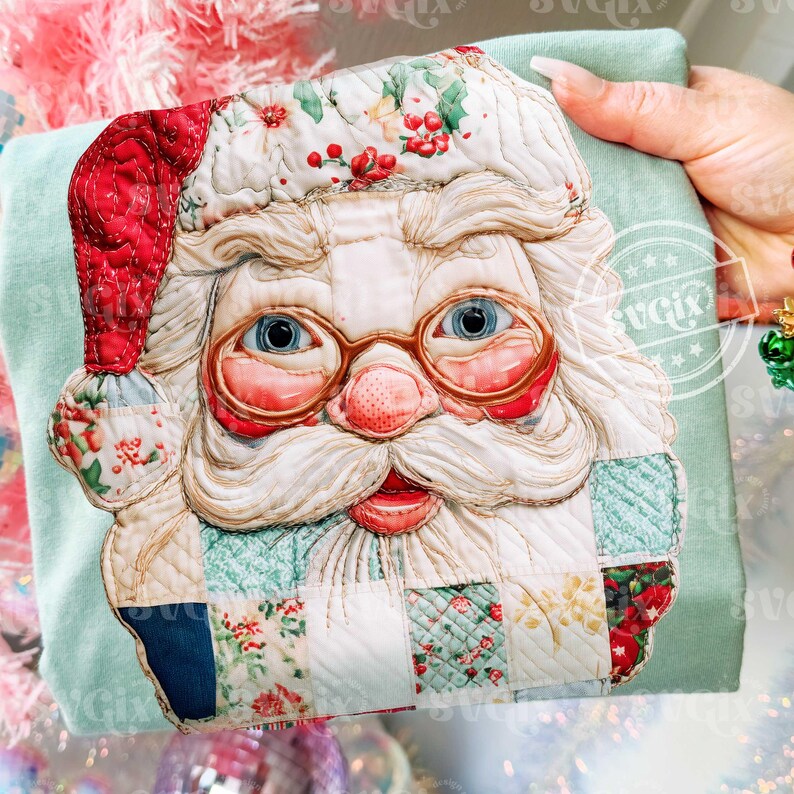 Santa Claus Png, Retro Christmas Png, Christmas Patchwork, Patchwork ...