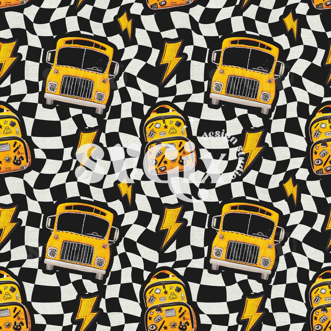 Back to School Checkers Bus Seamless Pattern by Svgix - INSTANT ...