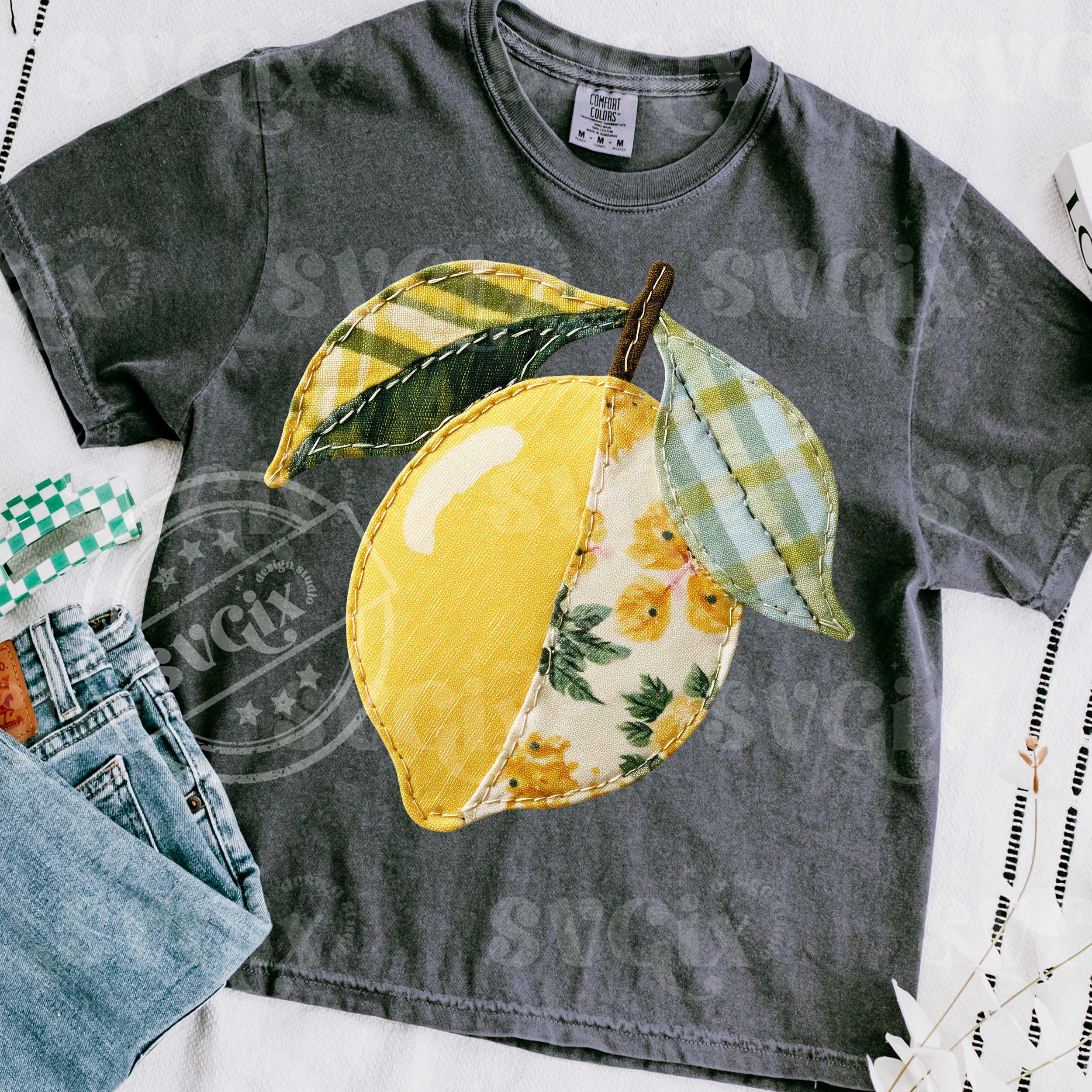 Summer Lemmon PNG, Lemon PNG, Lemon Faux Patchwork PNG - Etsy