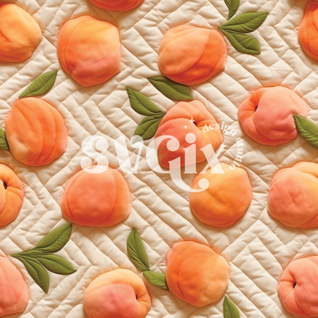 Peaches Faux Embroidery Seamless Pattern by Svgix - Etsy
