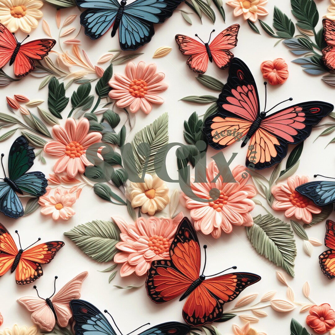Boho Butterflies 3d Seamless Pattern by Svgix - Etsy