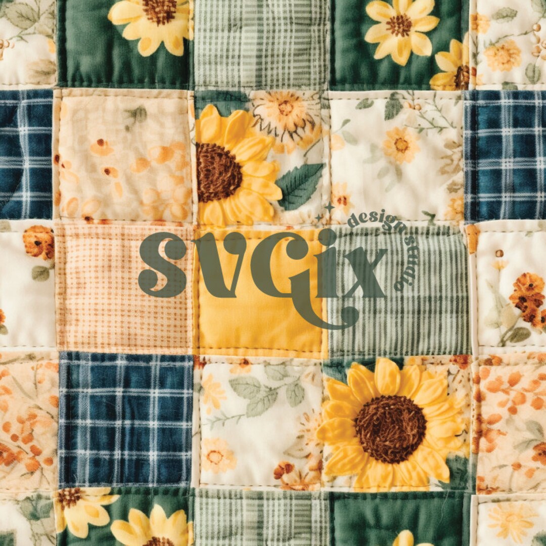 Sunflowers Patchwork Seamless Pattern by Svgix - Etsy