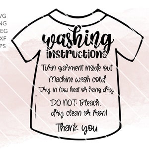 Washing Instructions Svg Care Instructions Card Svg Shirt Care Svg for ...