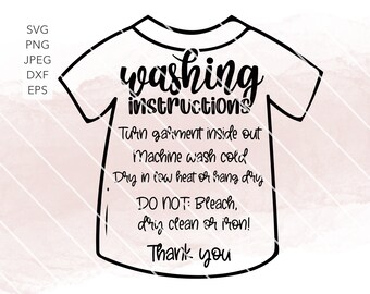 Washing Instructions Svg Care Instructions Card Svg Shirt Care Svg for ...