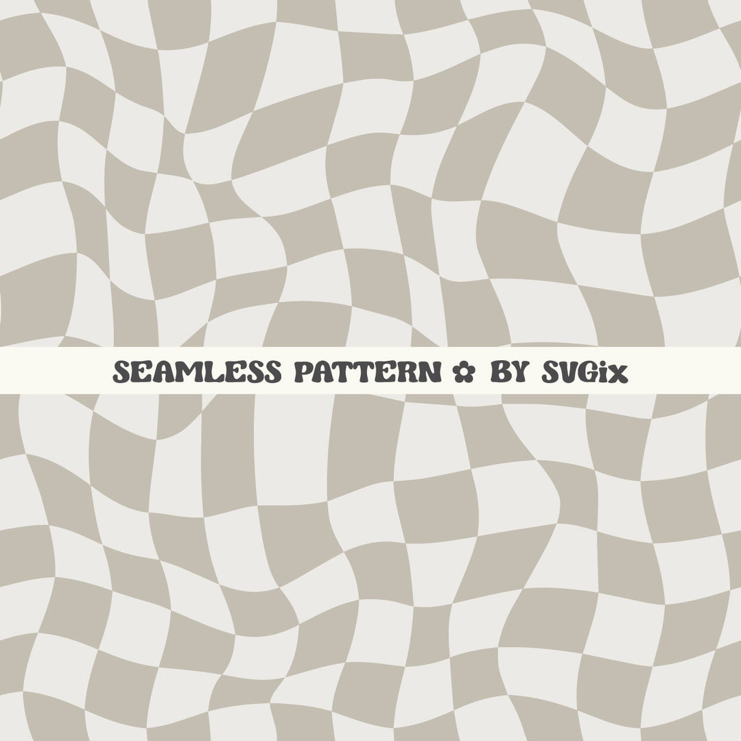 Wavy Cream Gray Checkers Seamless Repeat Pattern, Neutral Checkers Boy ...
