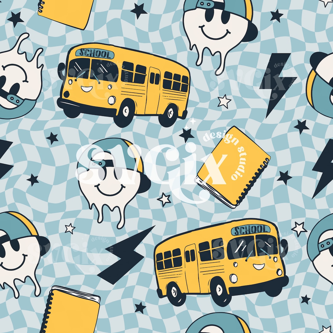 Back to School Boys Seamless Pattern - Boys Back to School Seamless ...