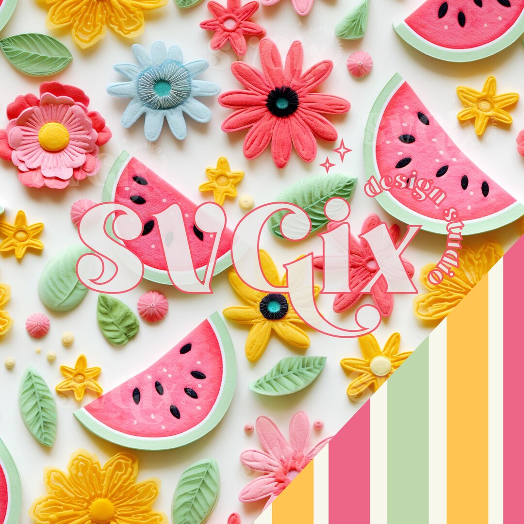 Watermelon Seamless, Watermelon Print Summer Fruit Floral Print Digital ...