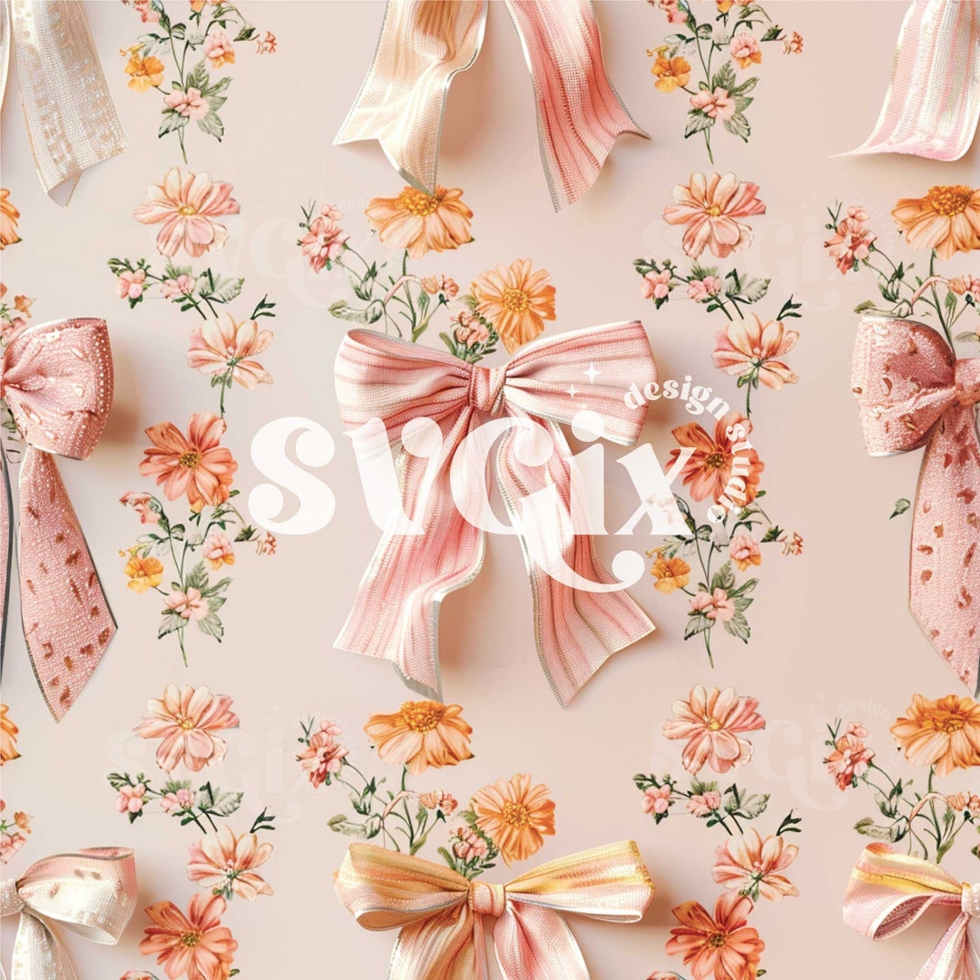 Bows and Blossoms Coquette Seamless Pattern by Svgix INSTANT DOWNLOAD ...