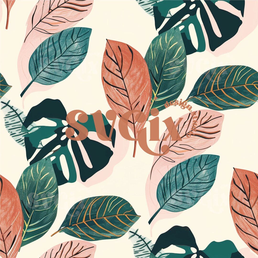 Boho Tropical Leaves Seamless Pattern by Svgix, Digital Paper Instant ...