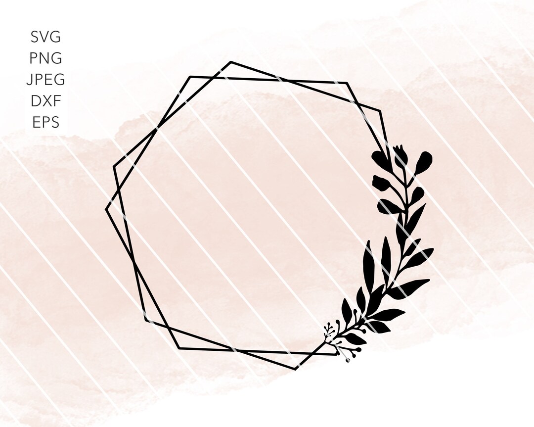 Hexagon Frame Svg, Leafy Wreath Svg, Wreath Svg Files for Cricut ...