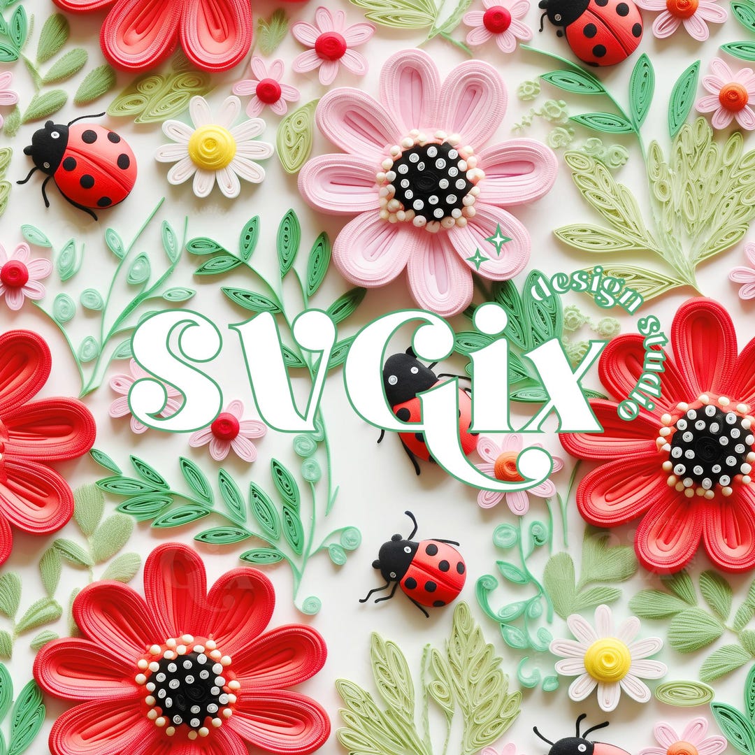Ladybug Floral Print Ladybugs Spring Seamless Pattern Wallpaper ...