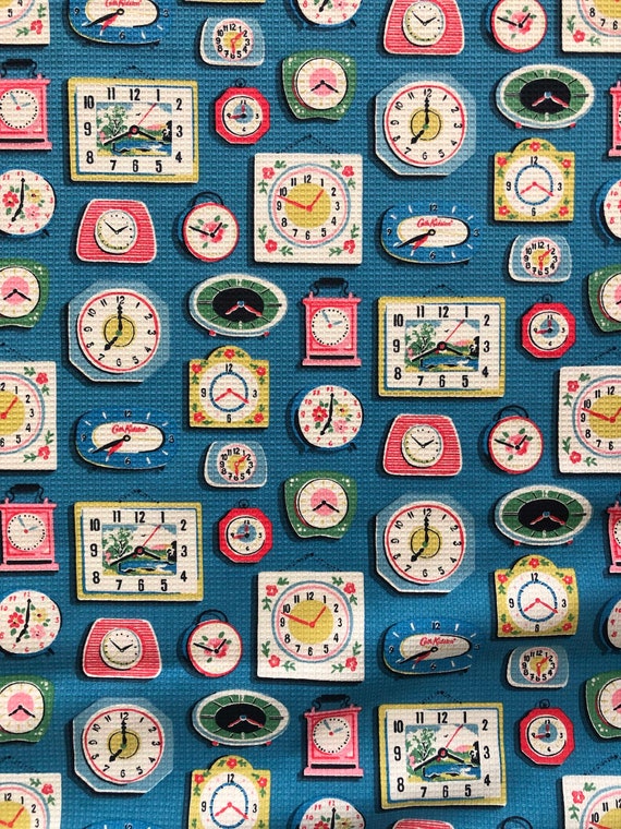 Cath Kidston Clocks Blue 100% Cotton Pique Fabric - Etsy