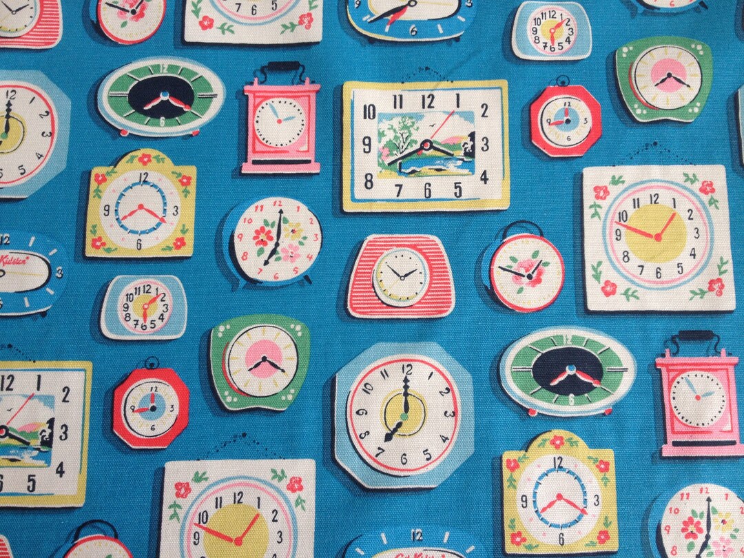 Cath Kidston, Clocks Blue, 100% Cotton Duck Fabric by the Metre - Etsy