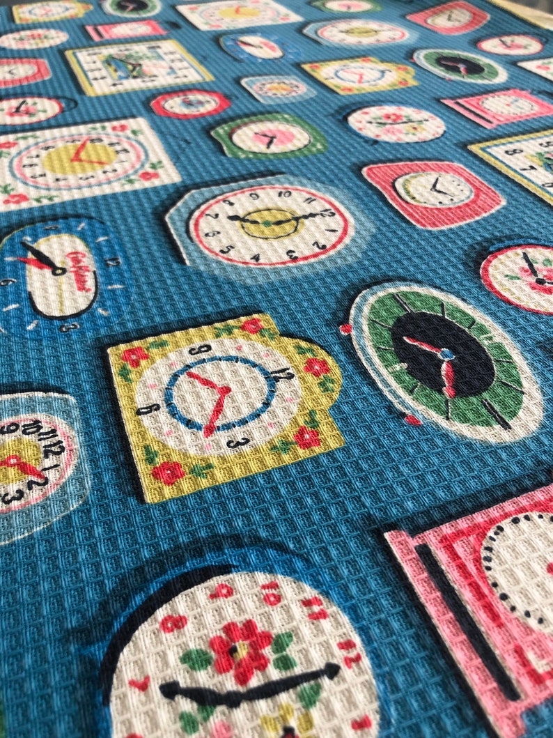Cath Kidston Clocks Blue 100% Cotton Pique Fabric - Etsy