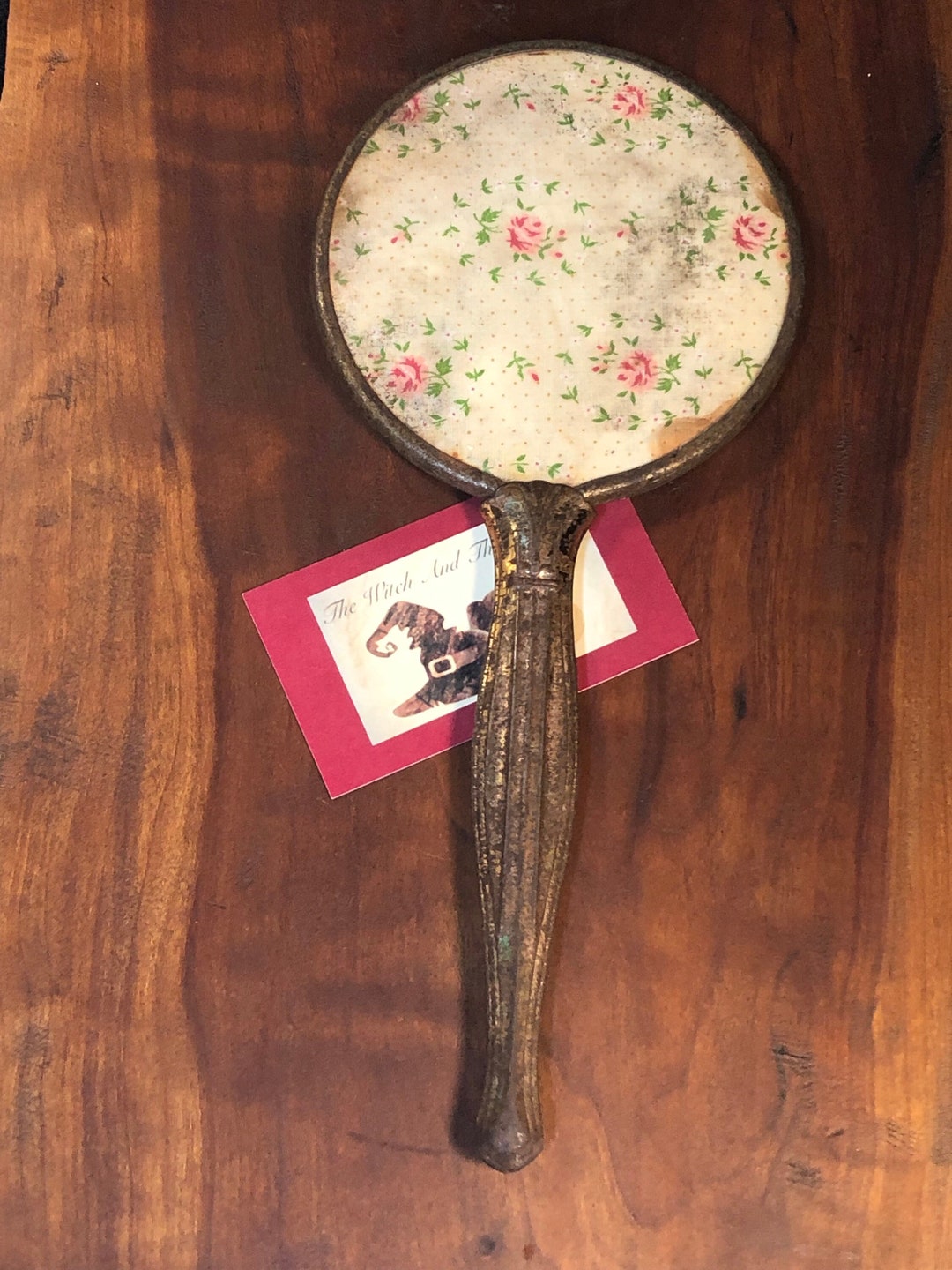 Witch's Vintage Rose Scrying Mirror, Gold-toned With Rosebud Pattern ...
