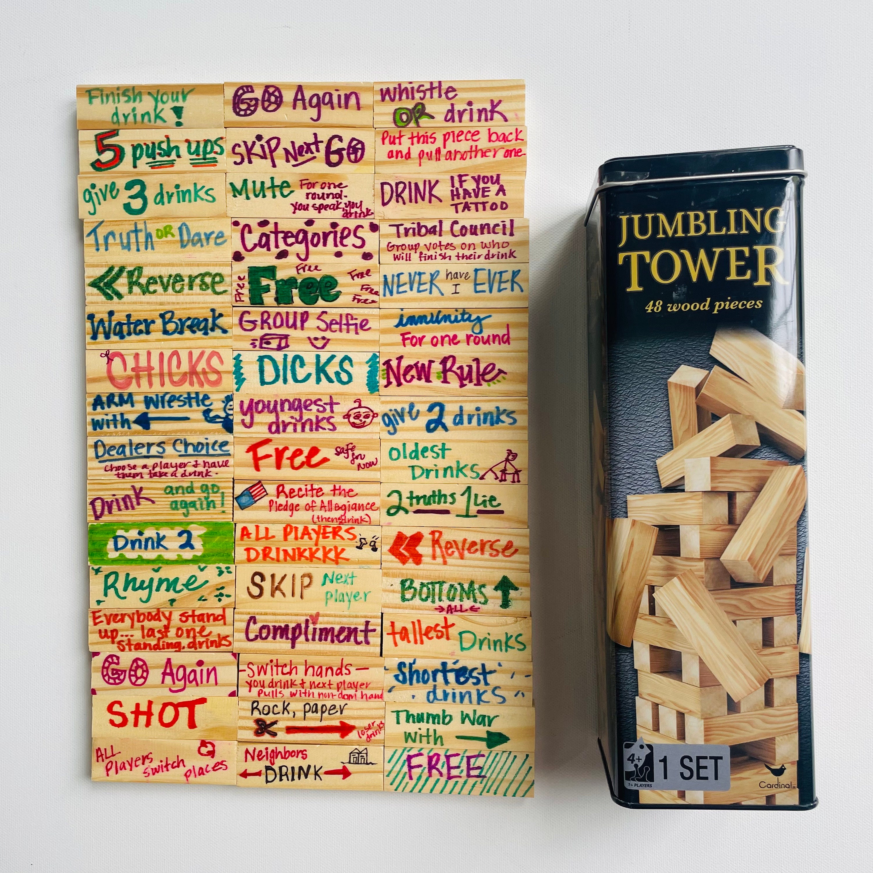 Drinking Jumbling Towers Drunk Jenga Handmade DIY Fun Party Game - Etsy