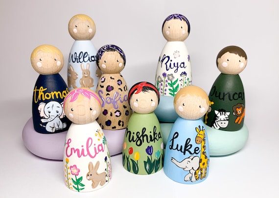 Personalized Name Peg Dolls Toys Learning & School etna.com.pe