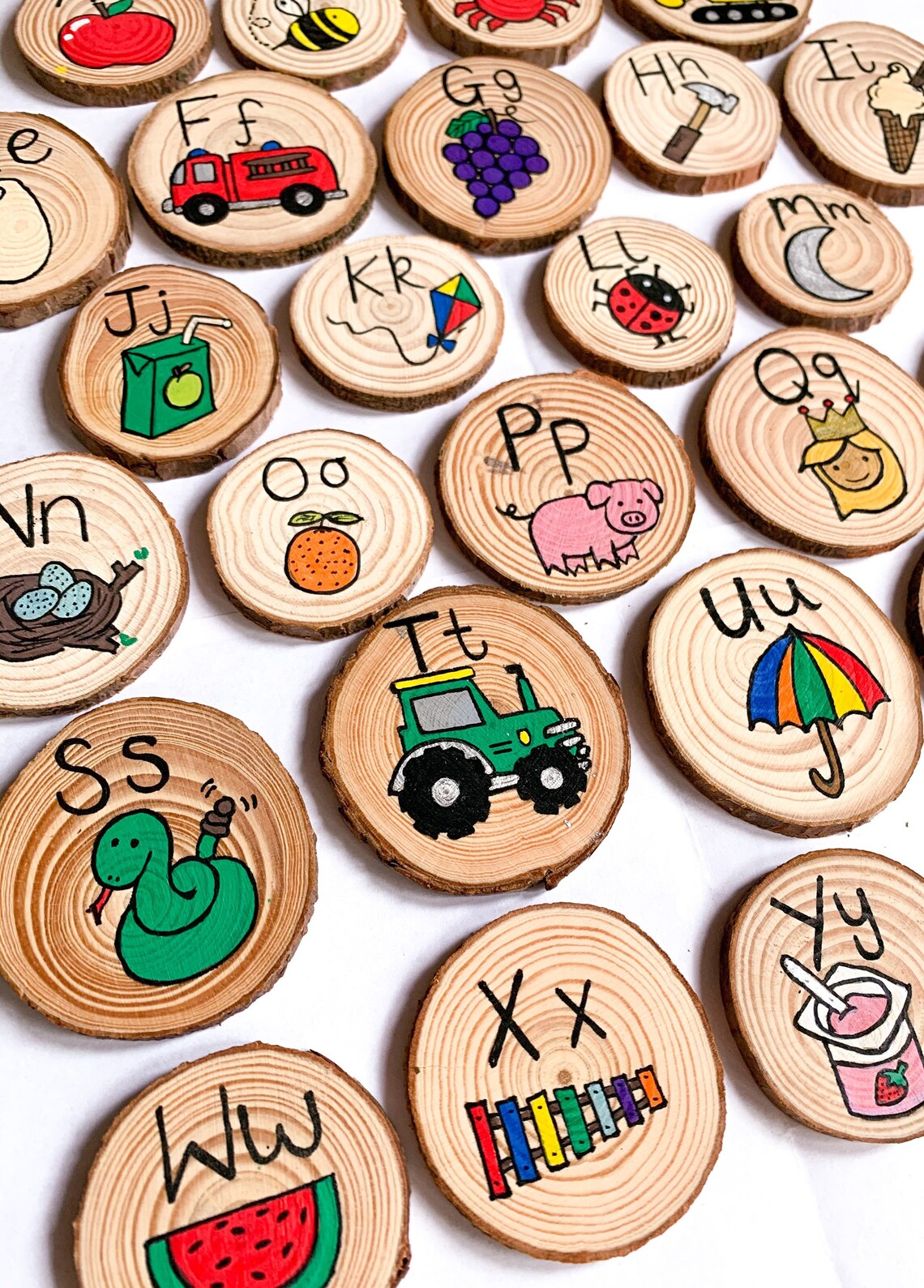 Alphabet Log Slices | Etsy