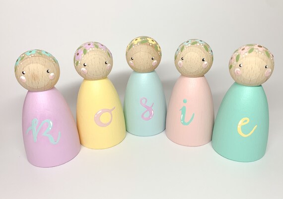 Personalized Name Peg Dolls Toys Learning & School etna.com.pe