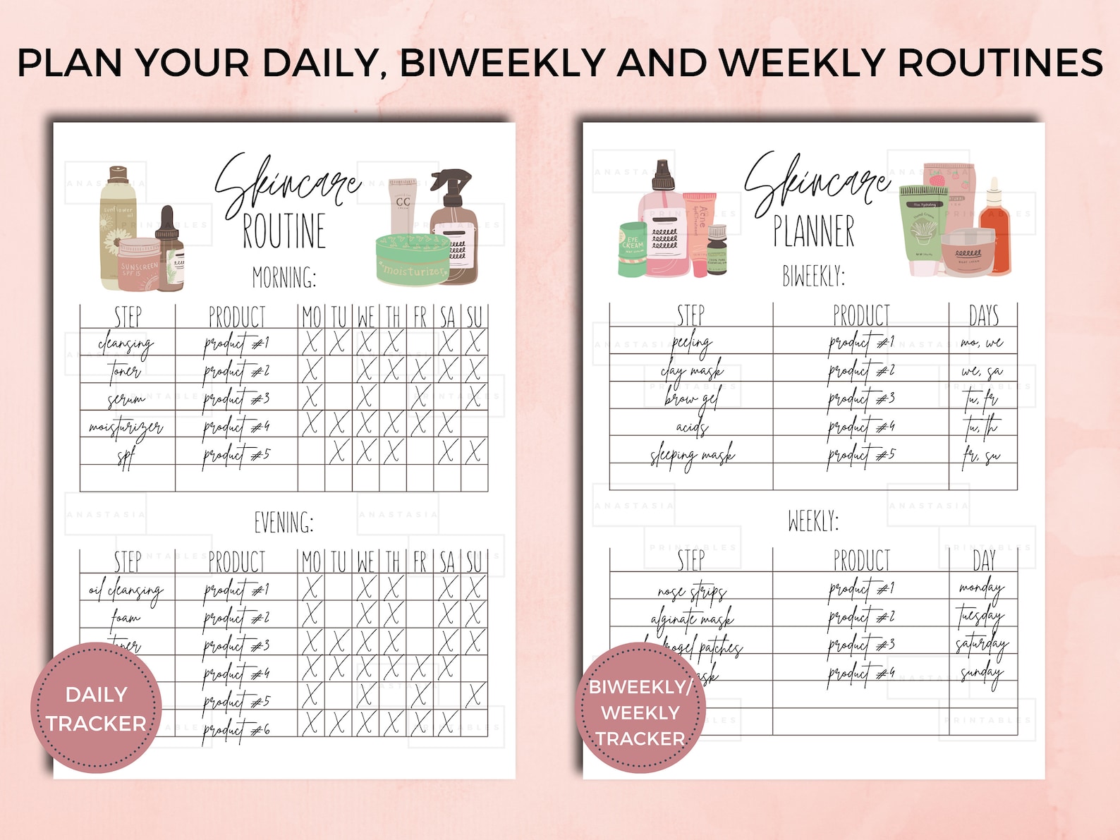 Planificateur de beauté imprimable Tracker de routine de | Etsy