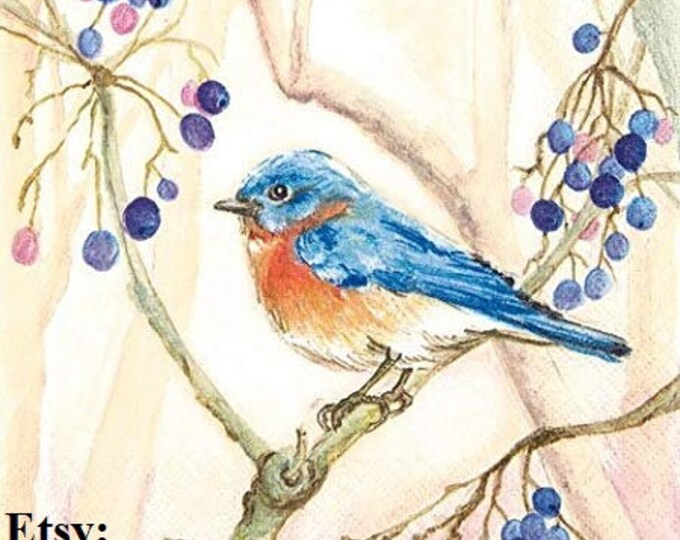 4 Decoupage Napkins Blue Bird Paper Napkins for Decoupage Decorative ...