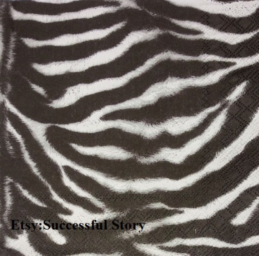 5 ZEBRA DECOUPAGE NAPKINS, Zebra Pattern, Paper Napkins for Decoupage ...