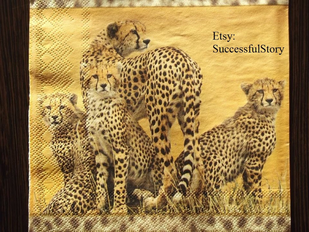 5 AFRICA Paper Napkins for Decoupage, Leopard, Paper Napkins, Gepard ...