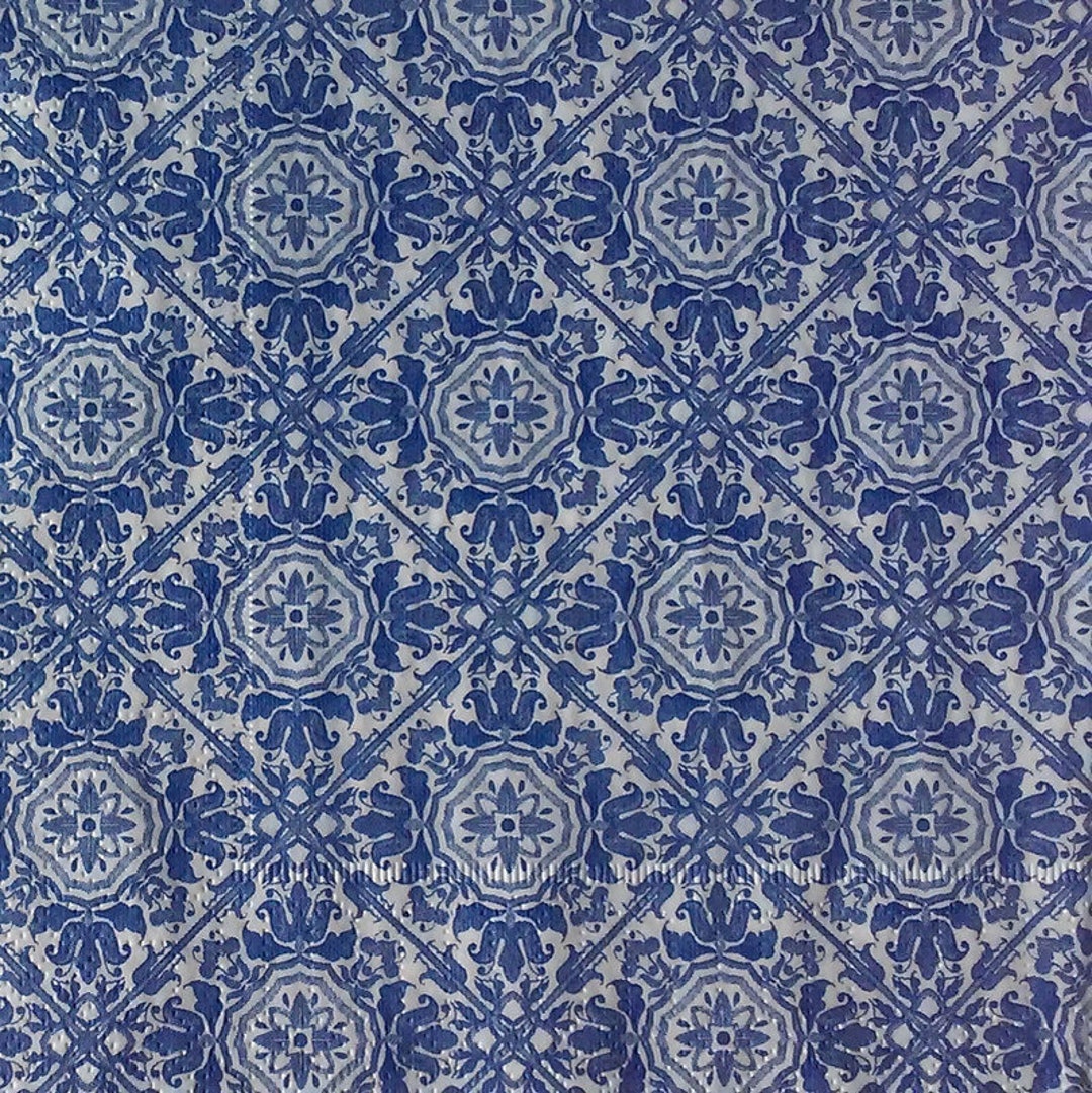 5 BLUE MOROCCAN TILES, Decoupage Napkins, Geometric Serviettes, Navy ...