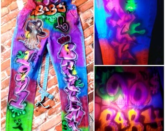 90s Airbrushed Overalls - Etsy
