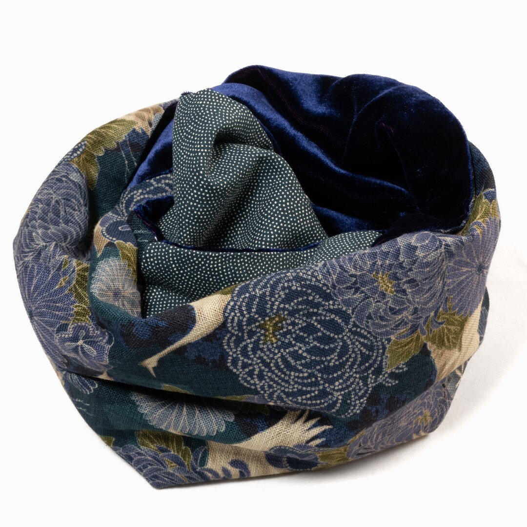 Kiku Navy Silk Velvet Women's Snood - Etsy
