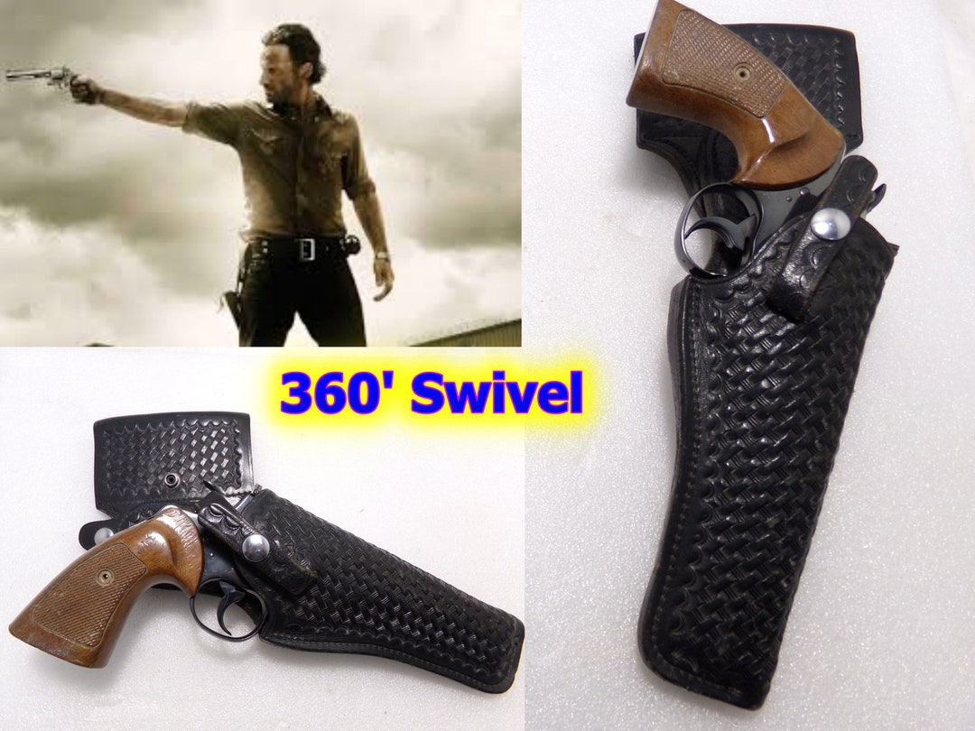 SS 41-6 Walking Dead Rick Grimes Style Black Basketweave Leather Swivel ...