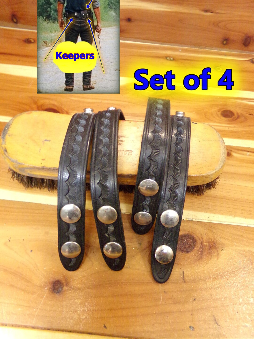 Set of 4 - Saf. Walking Dead Rick Grimes Style Black Basketweave ...