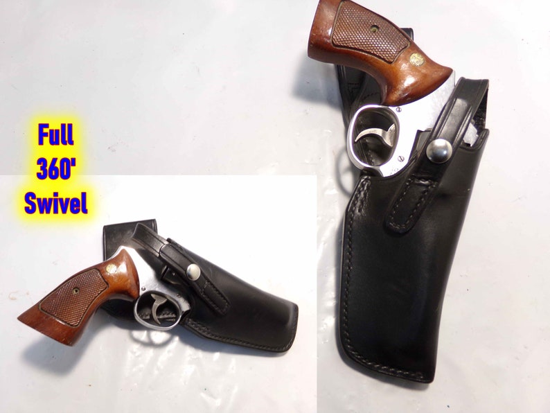 Vintage Hume Plain Black Leather Old Police LAPD Style Snap Swivel Gun ...