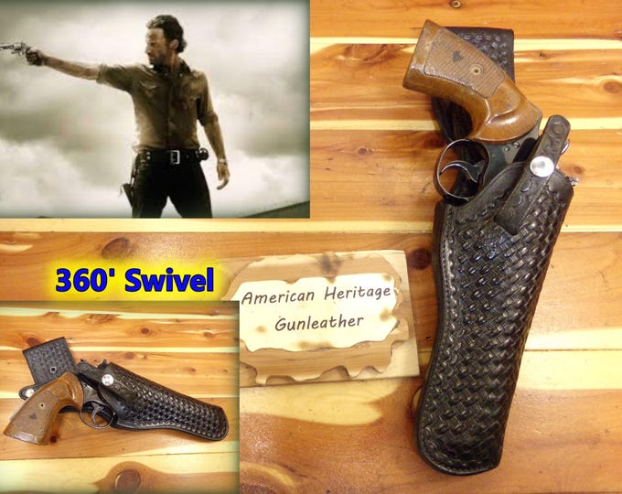 SS Walking Dead Rick Grimes Style Black Basketweave Leather Swivel Gun ...