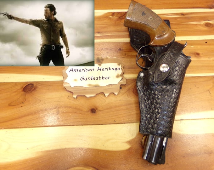 B7A - Walking Dead Rick Grimes Style Black Basketweave Leather Swivel ...