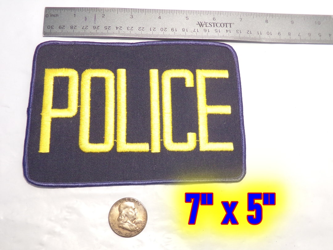 7" X 5" "police" Gold/black Sew on Patch for Cosplay Halloween Costumes ...