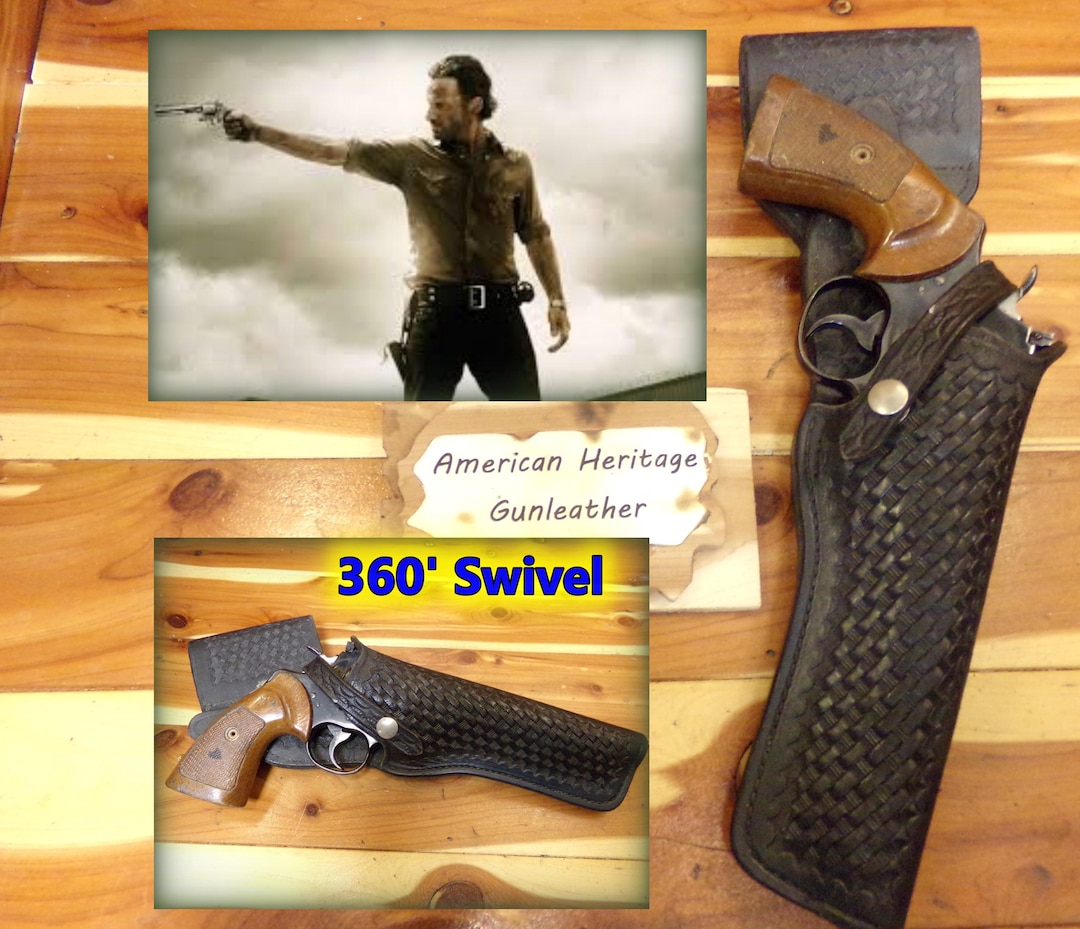 SW Walking Dead Rick Grimes Style Black Basketweave Leather Swivel Gun ...