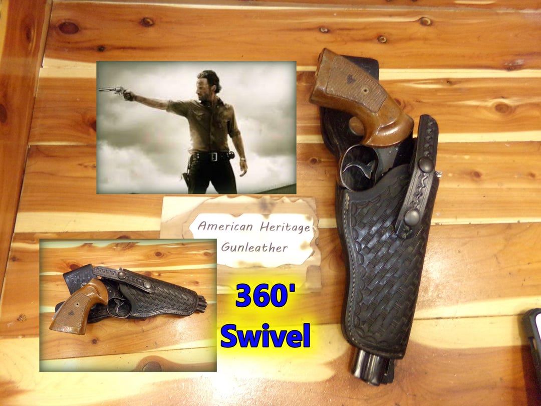 LIB. walking Dead Rick Grimes Style Black Basketweave Leather Swivel ...