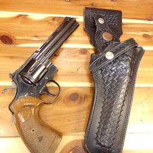 SAF Walking Dead Rick Grimes Style Black Basketweave Leather Swivel Gun ...