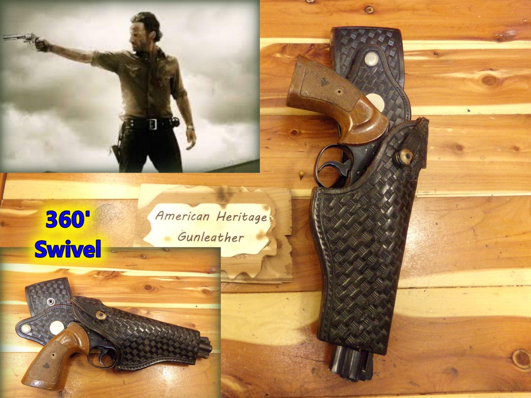 Myres Walking Dead Rick Grimes Style Black Basketweave Leather Swivel ...