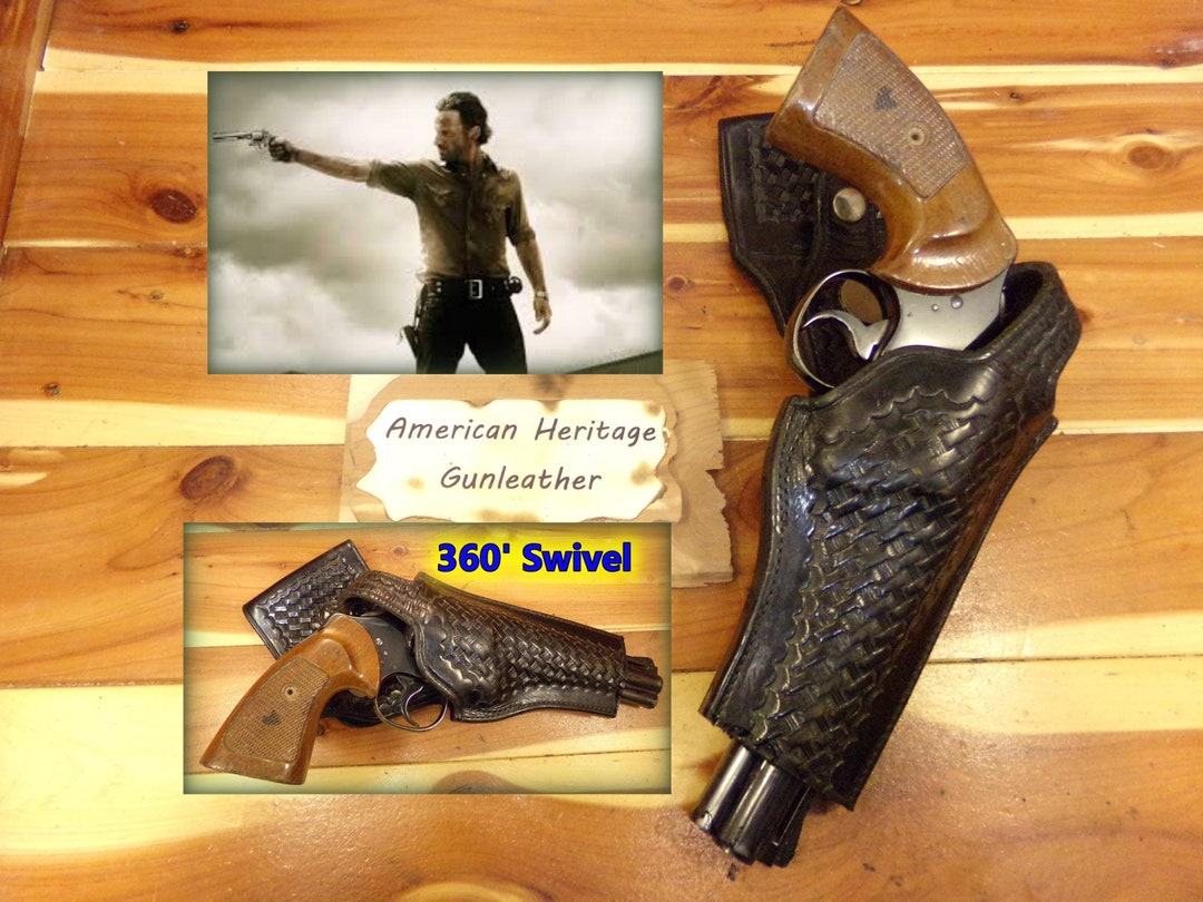 SAF Walking Dead Rick Grimes Style Black Basketweave Leather Swivel Gun ...
