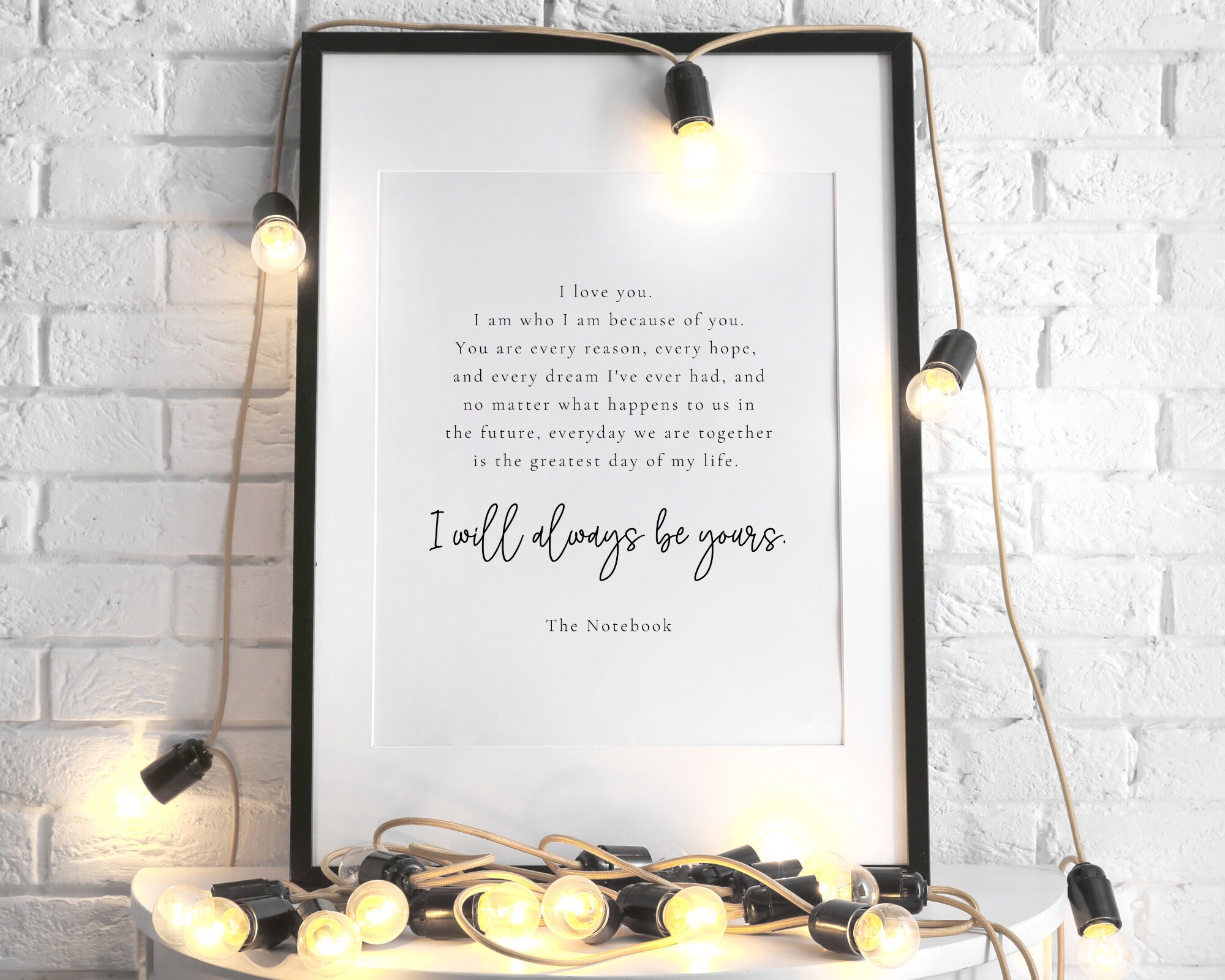 The Notebook Quote Print Love Quotes Romantic Gift Above | Etsy