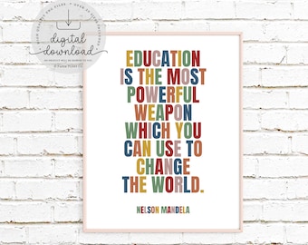 Nelson Mandela Inspirational Education Quote Digital Download ...