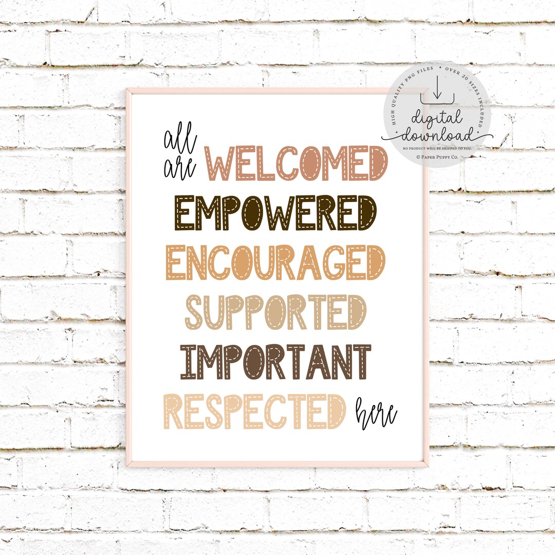 All Are Welcome Here Print | Equality Inclusion Print | Diversity Wall ...
