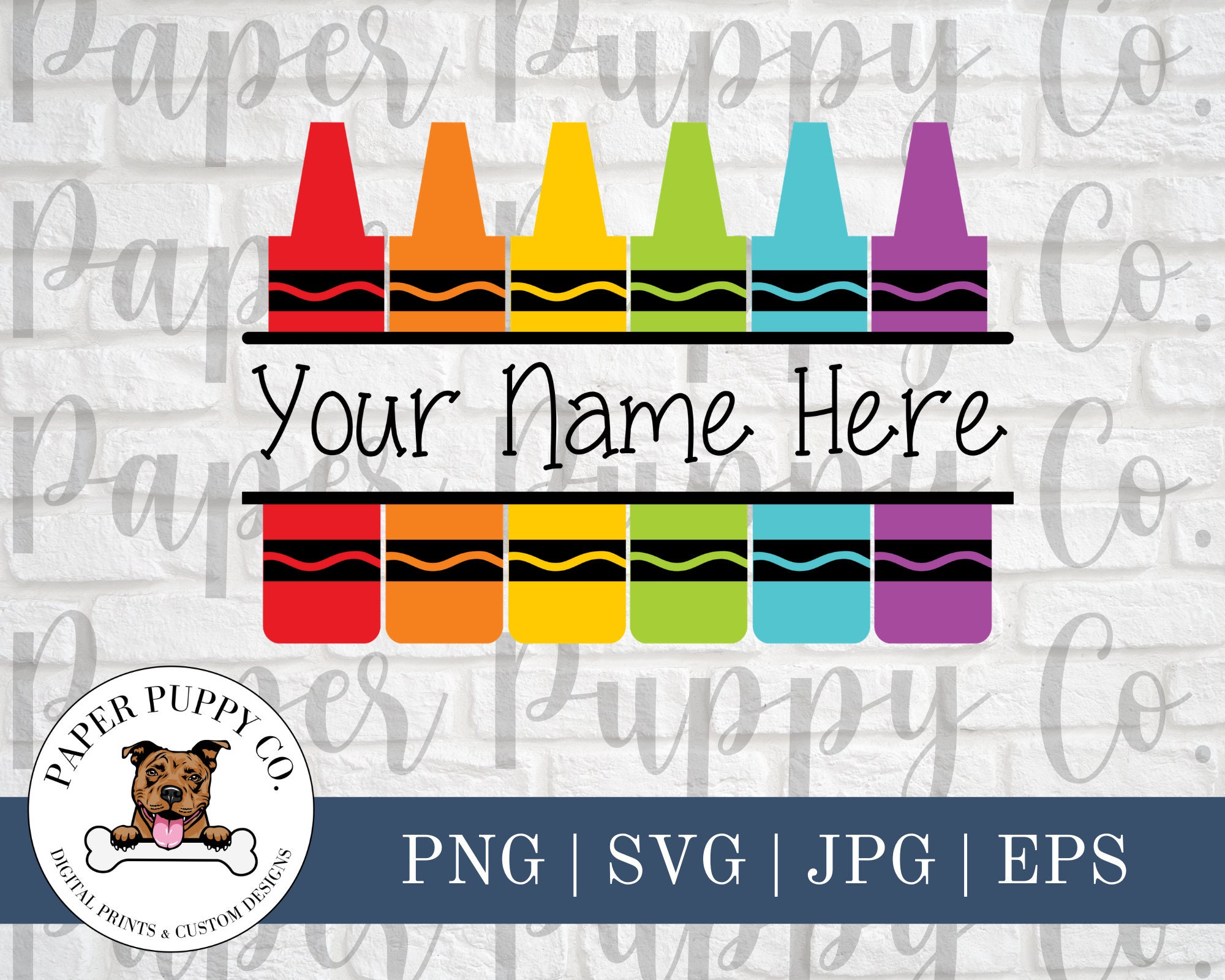 Custom Crayons Teacher Name Svg Png Eps Jpg Svg | Etsy