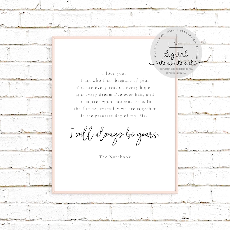 The Notebook Quote - Etsy