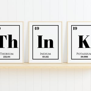 Think Periodic Table Classroom Posters, Science Decor, Puns, Table of ...