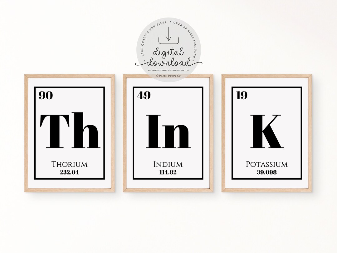Think Periodic Table Classroom Posters, Science Decor, Puns, Table of ...