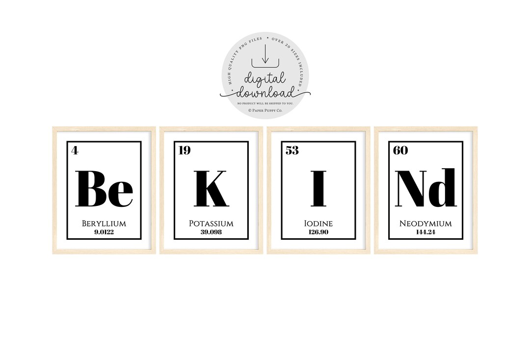 Be Kind Periodic Table Classroom Posters, Science Decor, Puns, Table of ...